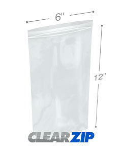 4" x 12" 6 Mil Clearzip® Locking Top Bags