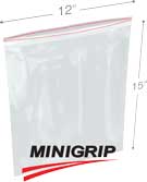 12" x 15" 4 Mil Double Zip Minigrip Reclosable Plastic Bags
