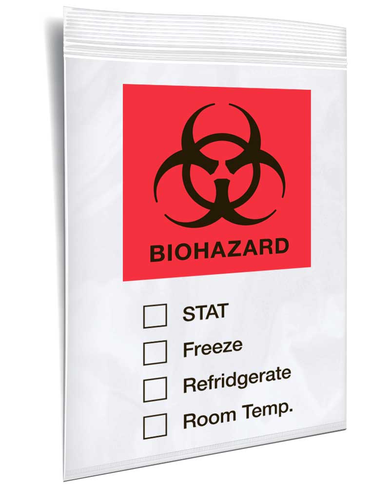6" x 9" 2 Mil Biohazard Specimen Transport Bags COVID-19 Test