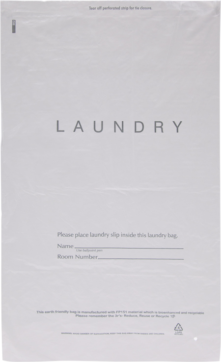 Hospitality Plastic Tear Strip Laundry Bags - Eco Friendly