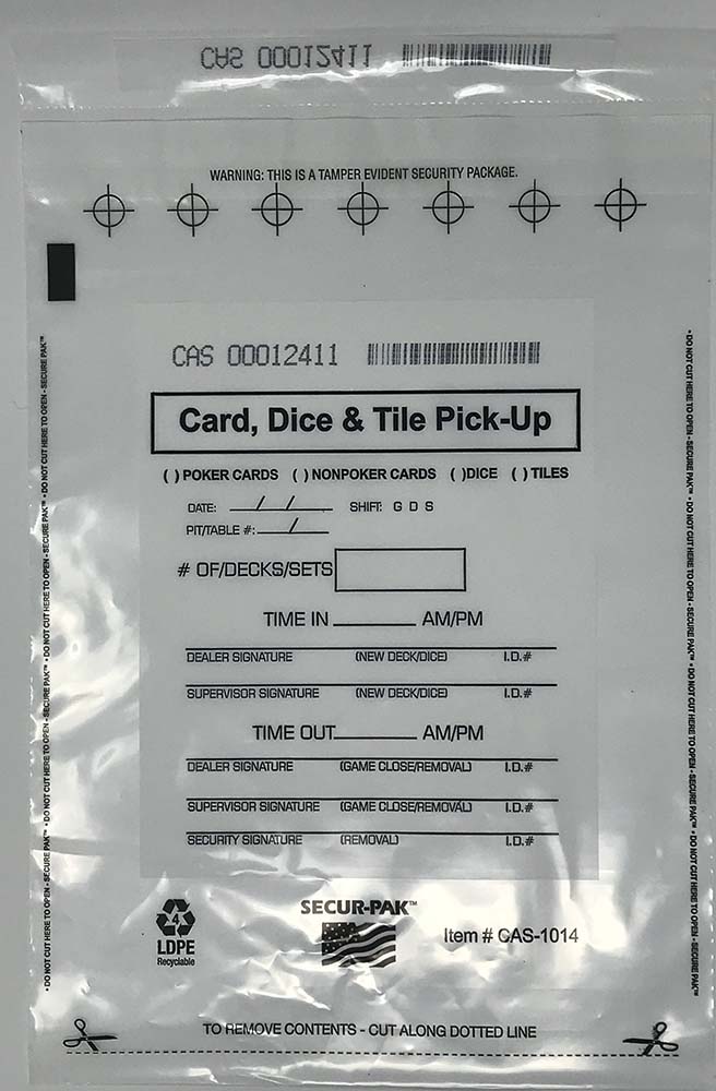 10" x 14" Plastic Card and Dice Pick Up Bags