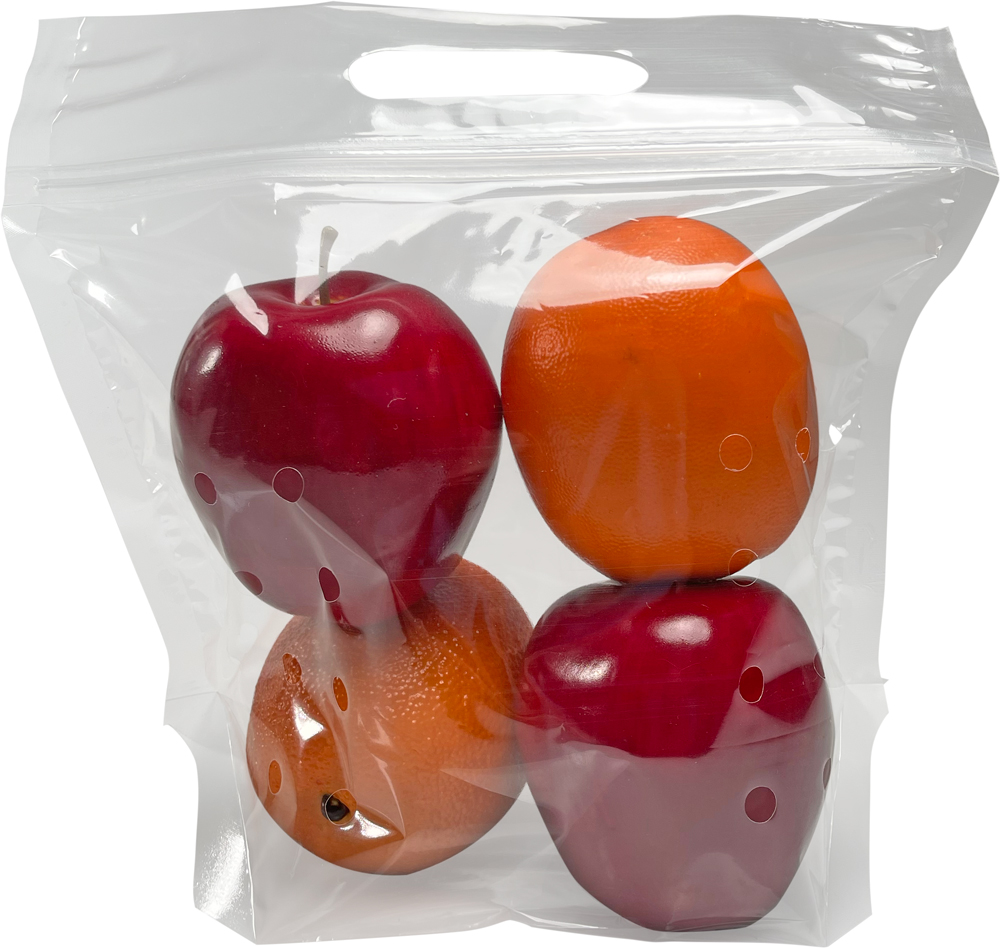 Vented Plastic Produce Bags - 9.5" x 10" + 4" 2.5 mil
