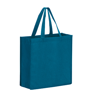 13" x 5" x 13" + 5" Maui Blue Non Woven Grocery Tote Bag with Poly ...