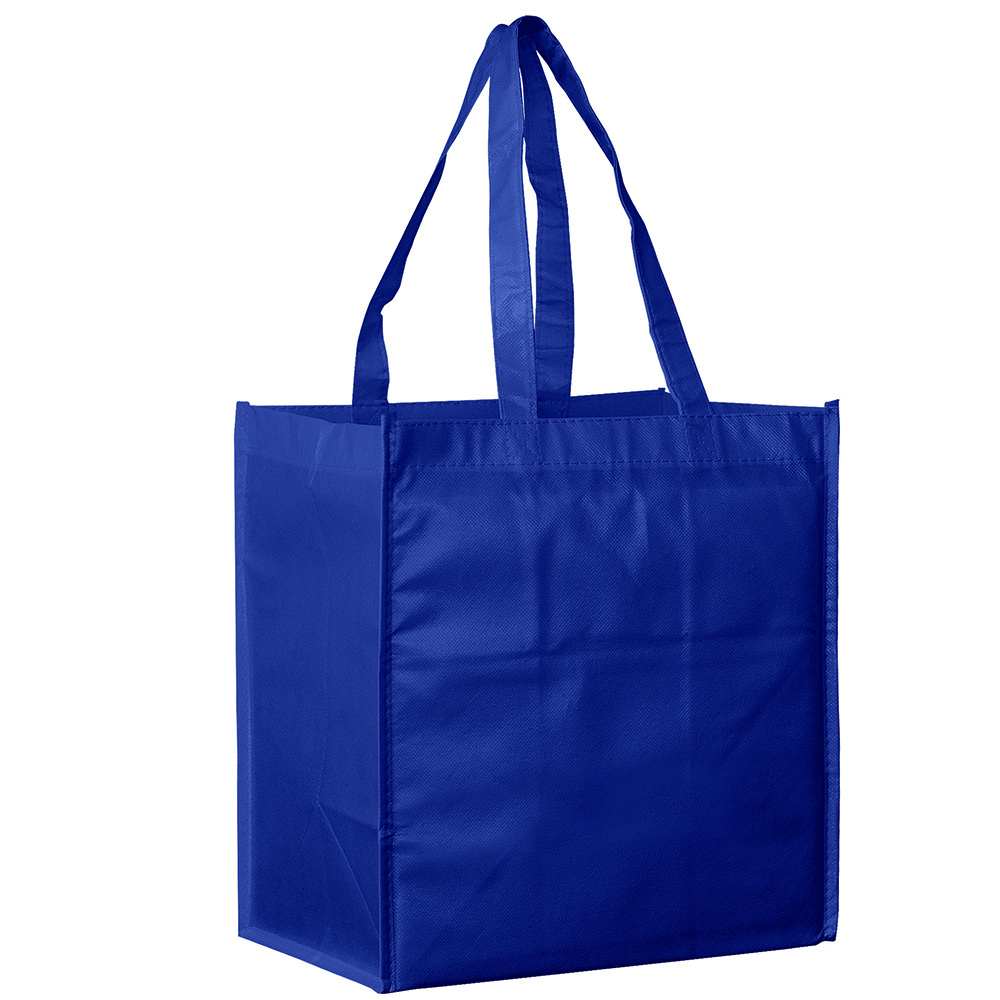 13" x 5" x 13" + 5" Navy Blue Non Woven Tote Bag with Poly Insert