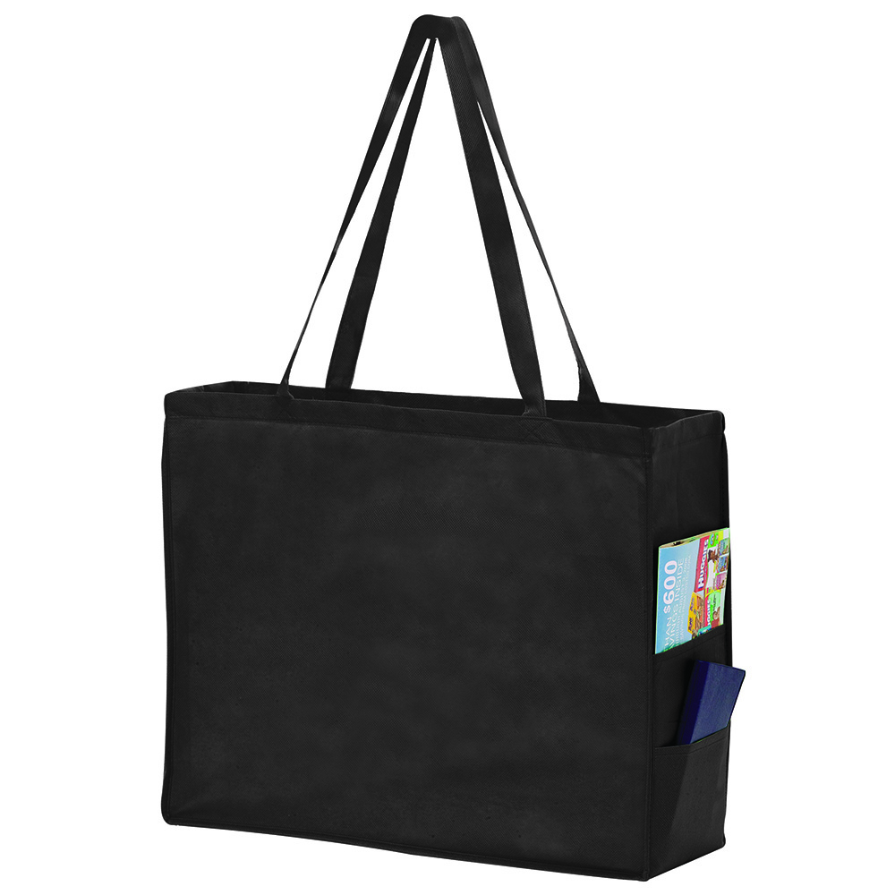 20" x 6" x 16" + 6" Black Non Woven Tote