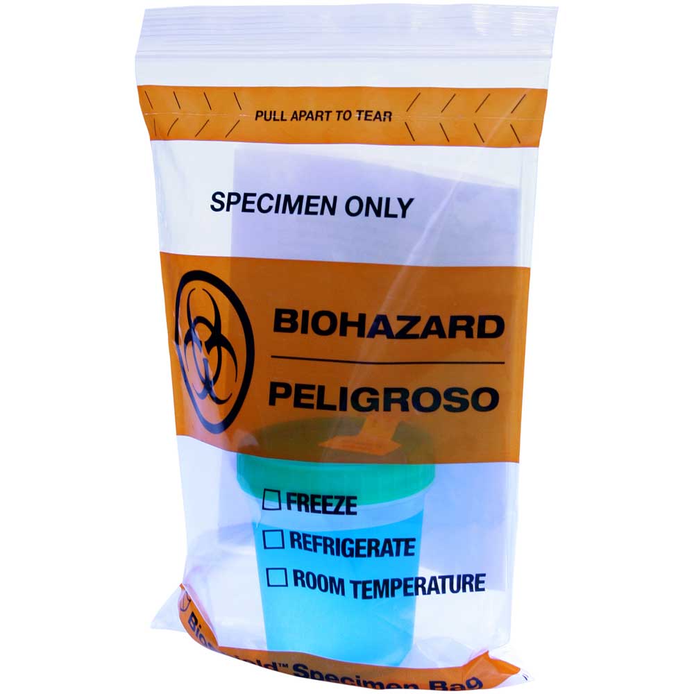 6" x 9" 3 Wall 2 color Specimen Shield Zipper Locking Tear Pouch Bags