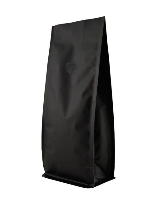 Matte Black 16 oz. Block Bottom Side Gusset Stand Up Pouch Bags with Valve