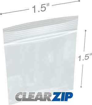 1.5" x 1.5" Ziplock Bags 2 Mil - Clearzip
