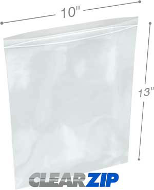 10" x 13" Ziplock Bags 2 Mil - Clearzip