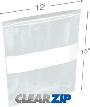 12" x 15" White Block Clearzip® LockingTop Bags 6 Mil