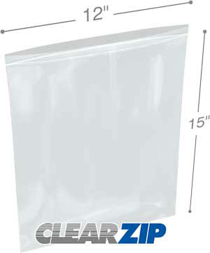 12" x 15" Ziplock Bags 2 Mil - Clearzip