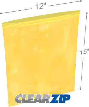 12" x 15" 2 Mil Yellow Reclosable Bags