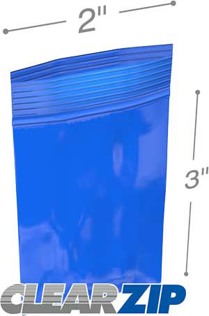 2" x 3" 2 Mil Blue Reclosable Bags