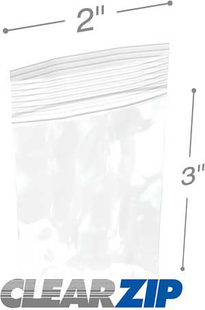 2" x 3" 2 Mil White Reclosable Bags