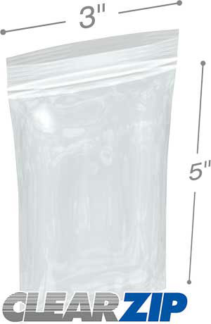 3" x 5" 4 Mil Double Zip Track Bags