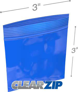 3" x 3" 2 Mil Blue Reclosable Bags