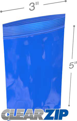 3" x 5" 2 Mil Blue Reclosable Bags