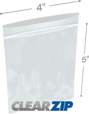 4" x 5" Ziplock Bags 2 Mil - Clearzip