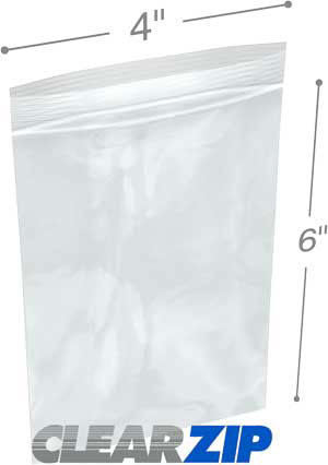 4" x 6" Clearzip® LockingTop Bags 6 Mil