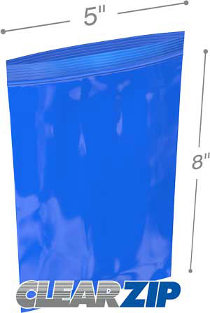 5" x 8" 2 Mil Blue Reclosable Bags