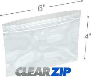 6" x 4" Ziplock Bags 2 Mil - Clearzip