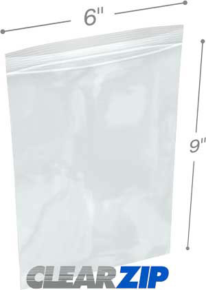 6" x 9" Ziplock Bags 2 Mil Clearzip 1 Quart Uline S-1296