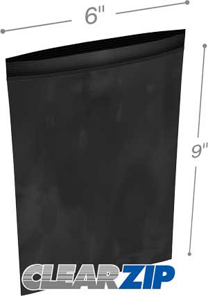 6" x 9" 2 Mil Black Reclosable Bags