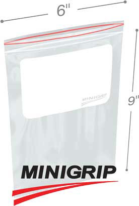 6" x 9" 2 Mil Minigrip Reclosable Plastic Bags with Whiteblock
