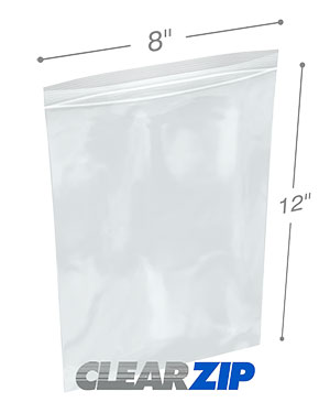 8" x 12" Ziplock Bags 2 Mil - Clearzip