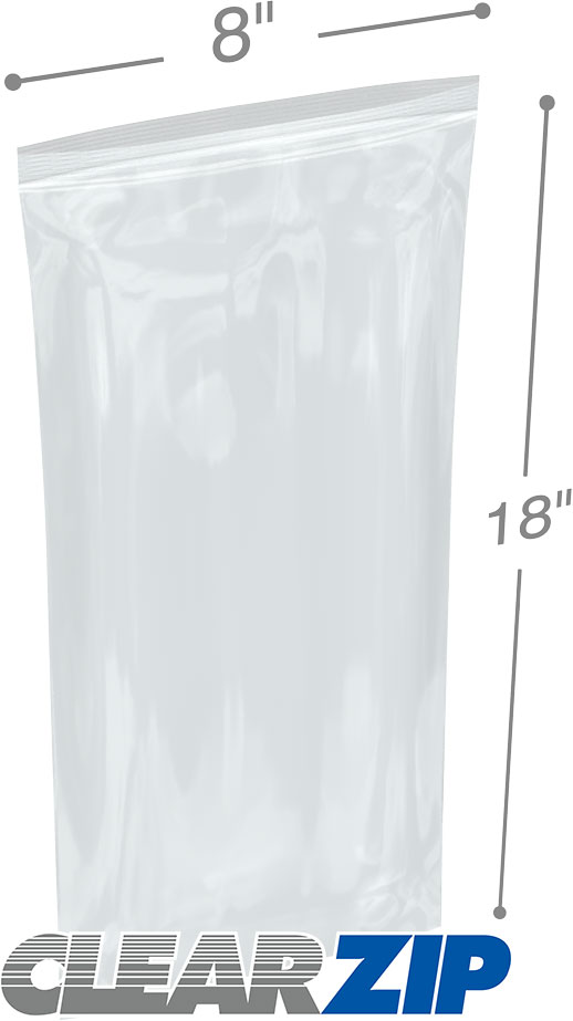 8 x 18 6 Mil Clearzip Locking Top Bags