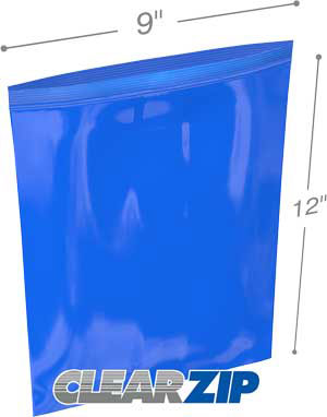 9" x 12" 2 Mil Blue Reclosable Bags