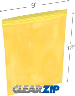9" x 12" 2 Mil Yellow Reclosable Bags